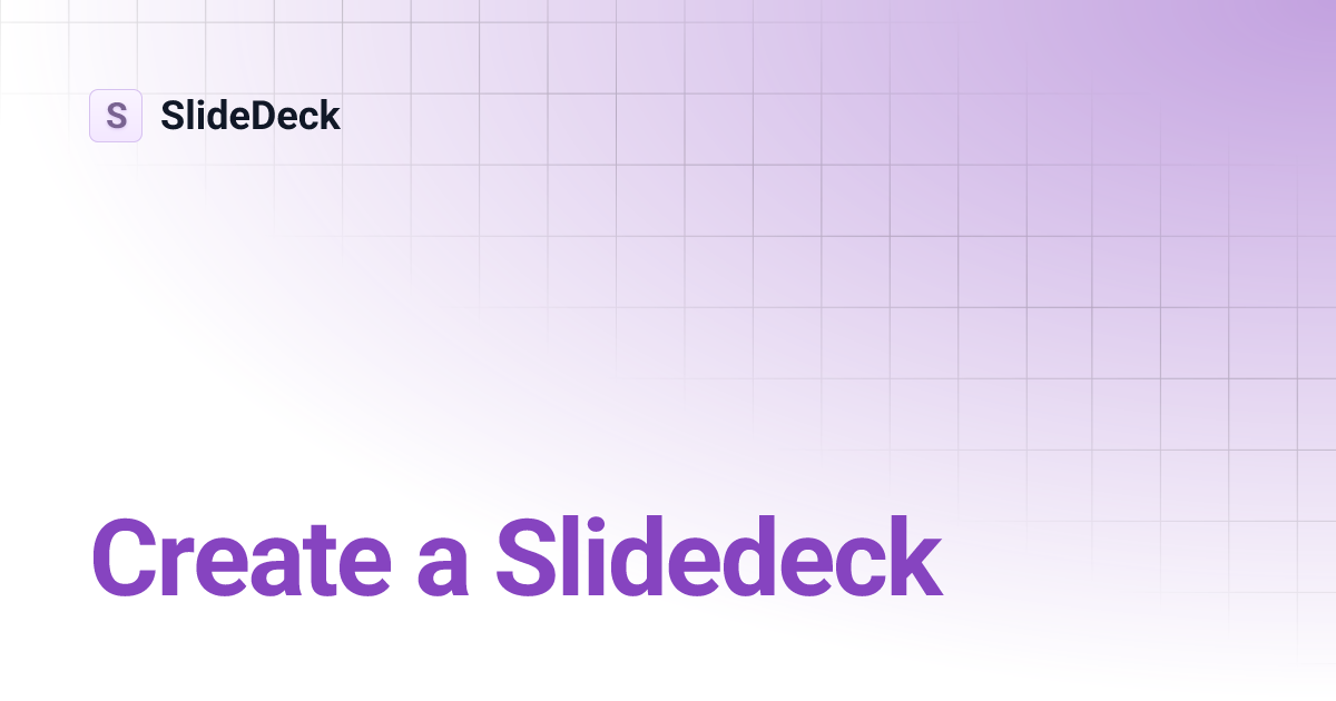 Create a Slidedeck | SlideDeck