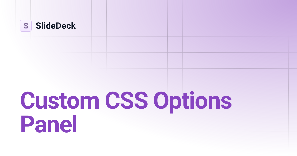 Custom CSS Options Panel | SlideDeck
